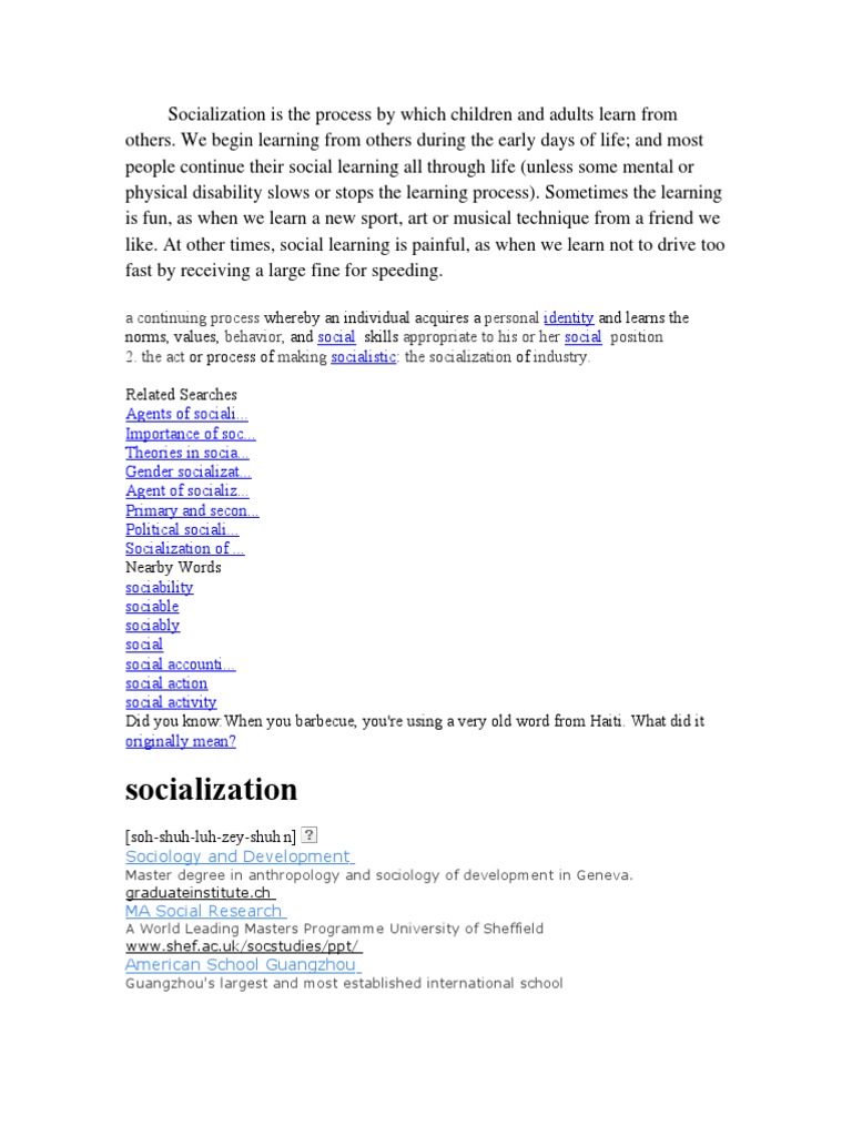 Socialization | PDF | Socialization | Sociological Theories