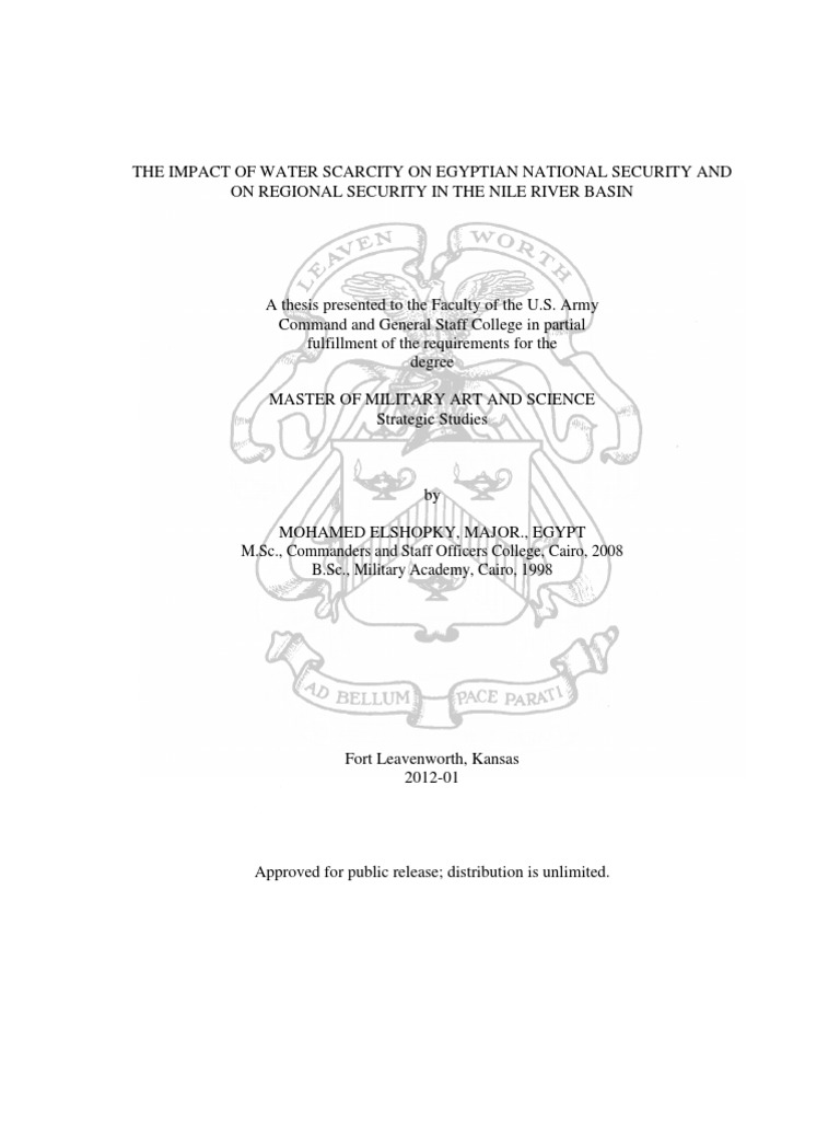 Impact of Water Scarcity On Egyptian National Security and On Regional ...
