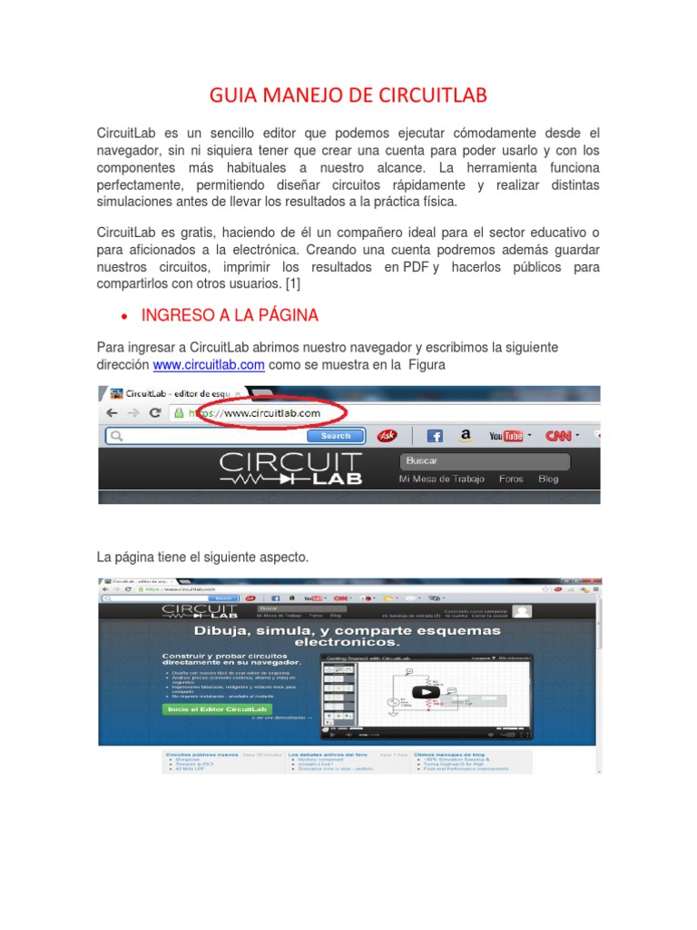 Guia Manejo de Circuitlab | PDF | voltaje | Resistencia Eléctrica y Conductancia
