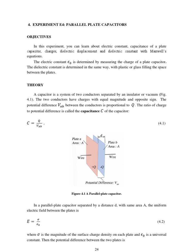 Parallel Plate Capacitors Experiment | PDF | Dielectric | Capacitor