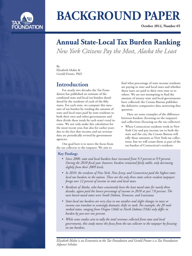 BP65 2010 Burdens Report | PDF | Alaska | Income Tax