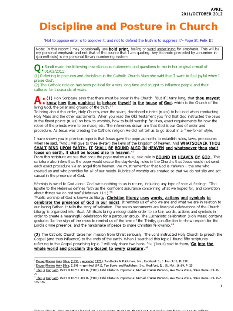 Sacred Signs-Postures and Gestures in Church | PDF | Mass (Liturgy ...