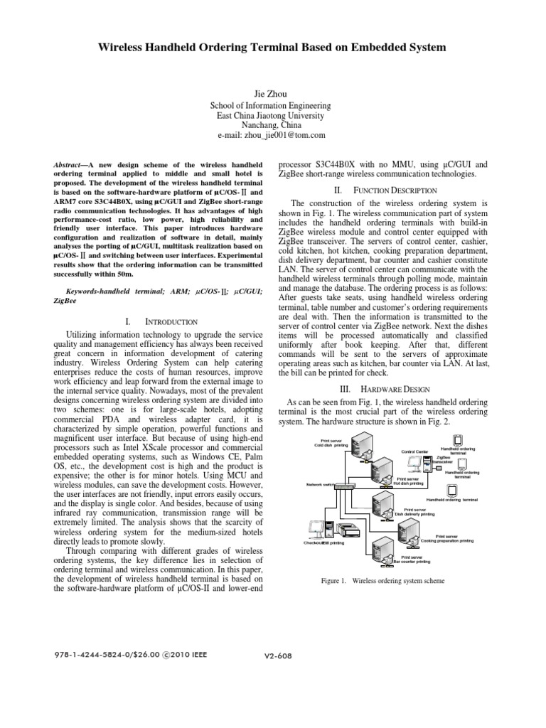 Wireless Handheld Ordering Terminal Based On Embedded System | PDF ...