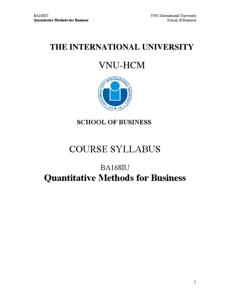 Quantitative Methods Course Syllabus | PDF | Linear Programming | Statistics