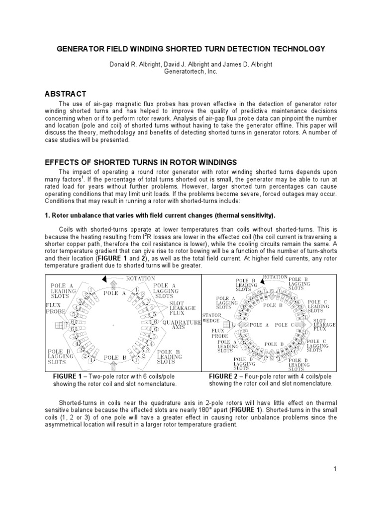 Generator Field Winding Shorted Turn Detection Technology | Download ...