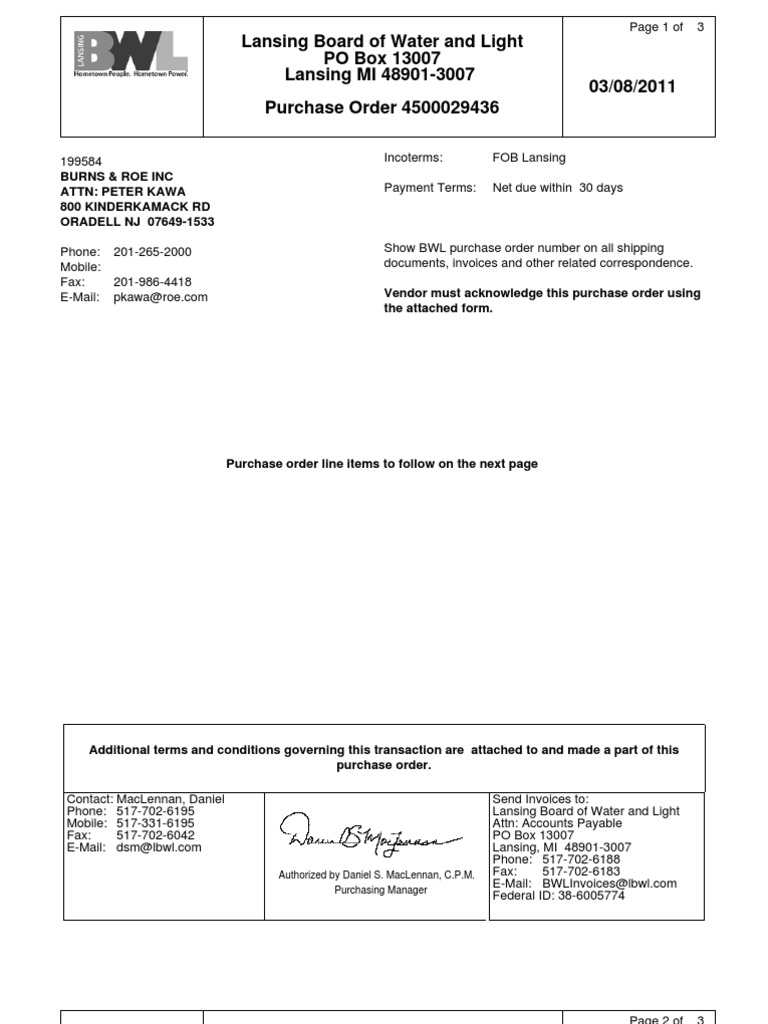 Lansing BWL: Engineering and Architecture Contract | PDF ...