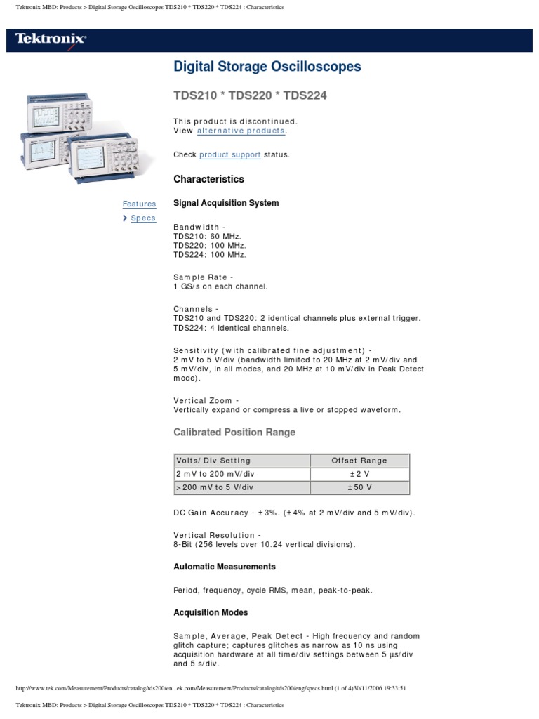 Digital Storage Oscilloscopes: TDS210 TDS220 TDS224 | PDF | Media ...