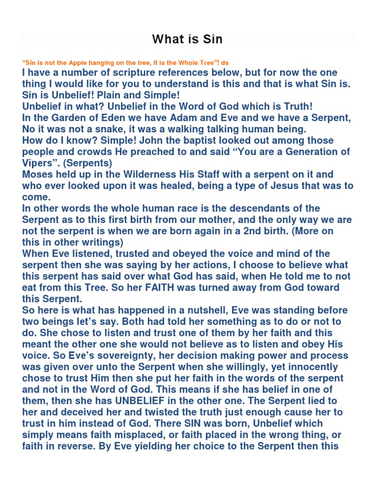 What Is Sin | Download Free PDF | Serpents In The Bible | Born Again