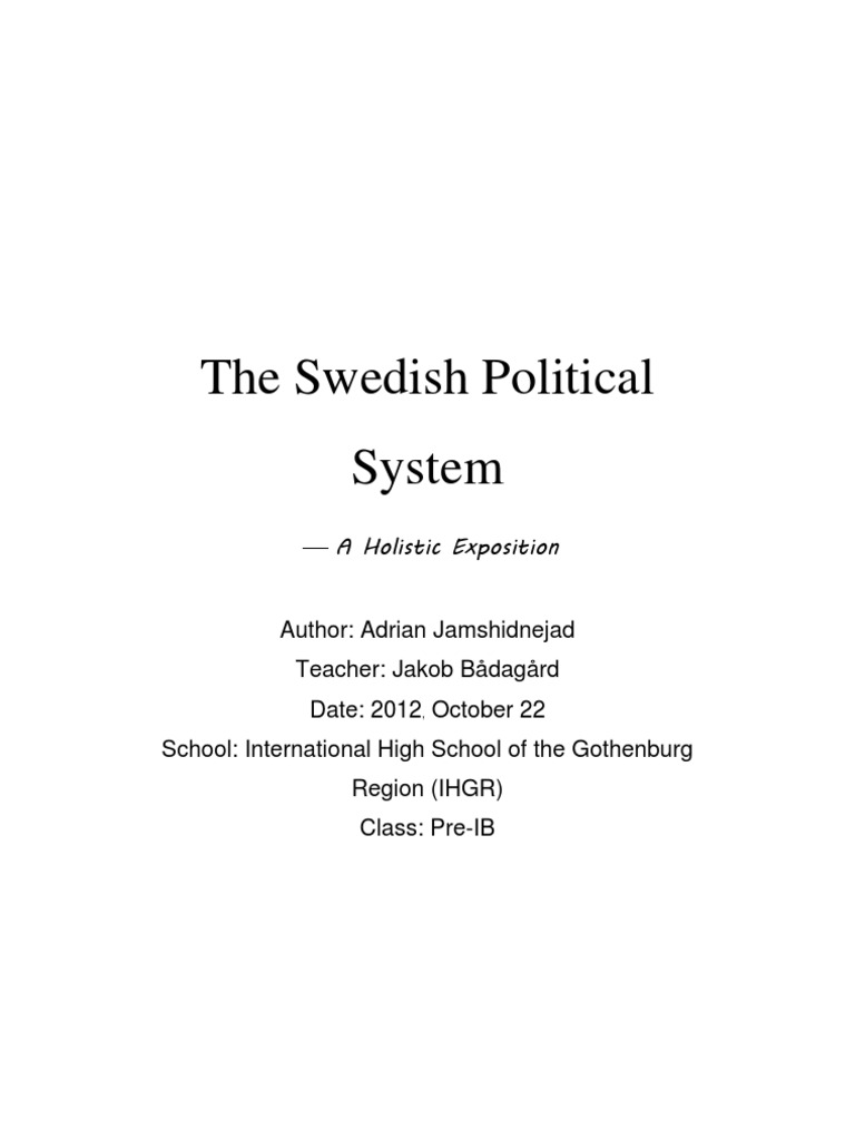 The Swedish Political System | PDF | Sweden | Bipartisanship