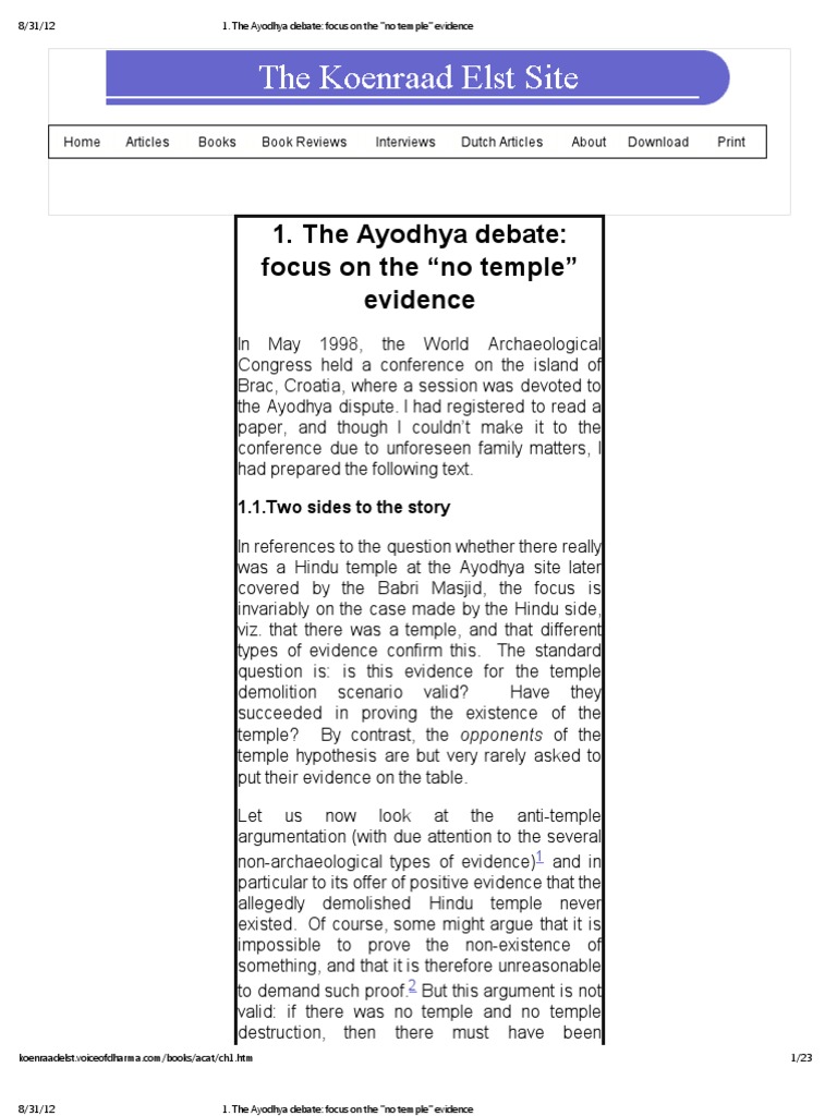 Ayodhya Debate: Evidence Against Temple | PDF | Hindu | Religion And Belief