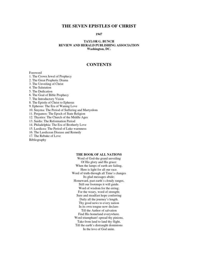 The Seven Epistles of Christ - by Taylor G. Bunch | PDF | Book Of ...