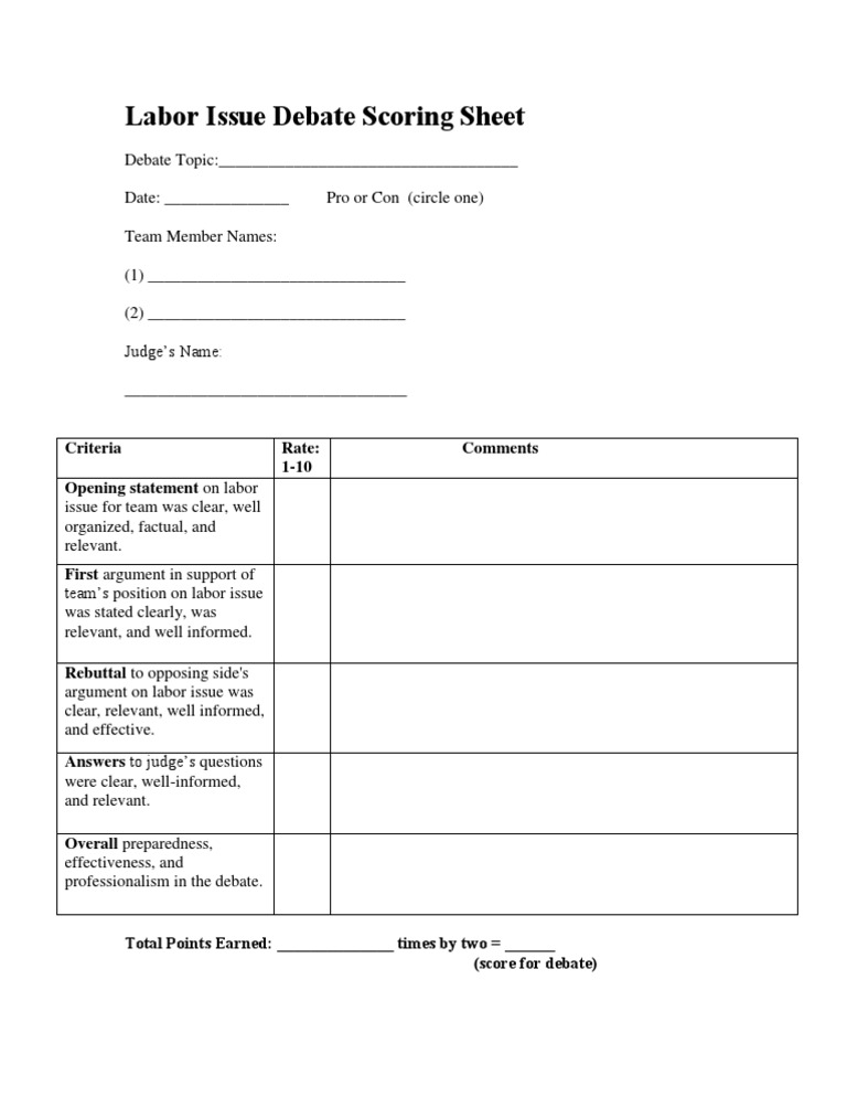 Debate Scoring Sheet | PDF