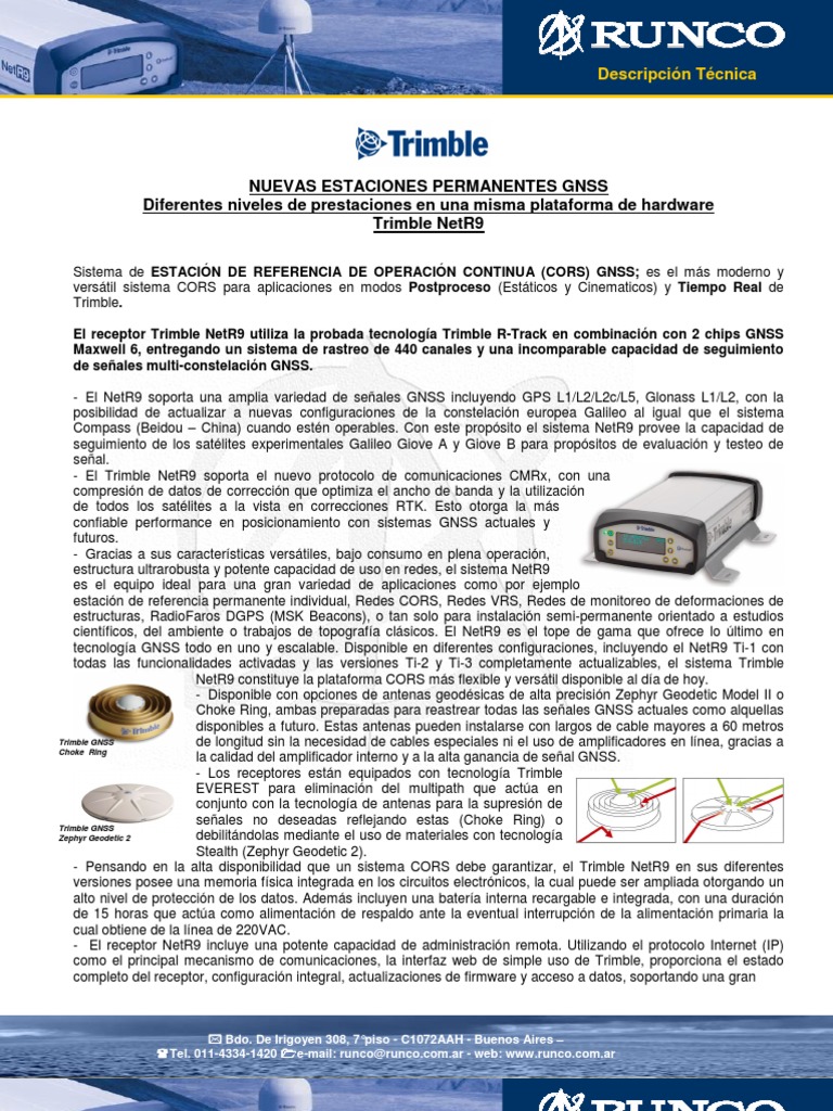 Estación GNSS Trimble NetR9: Especificaciones y Usos | PDF | Sistema de ...