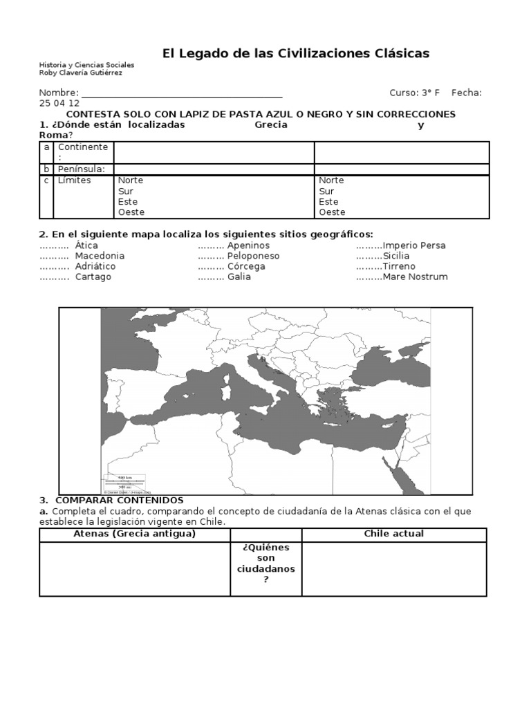 Actividades Las Civilizaciones Clásicas | PDF | imperio Romano | Grecia