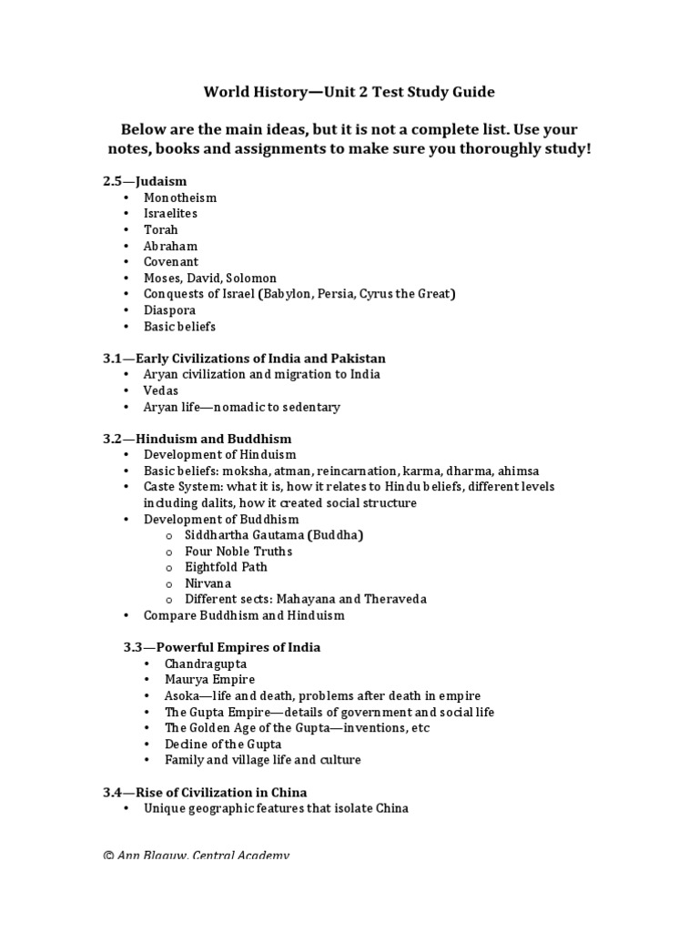 World History-Unit 2 Test Study Guide | PDF | Gautama Buddha ...