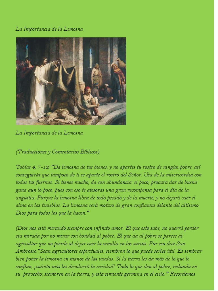 La Importancia de La Limosna | PDF | Pecado | Misericordia