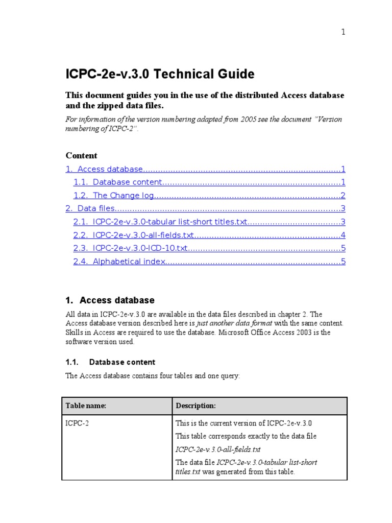 ICPC 2e v.3.0 Technical Guide | PDF | Text File | Comma Separated Values