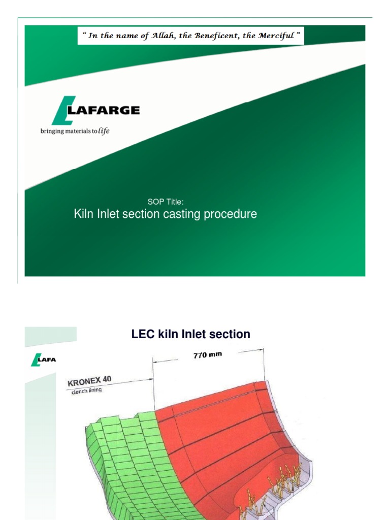 Kiln Inlet Section Casting Procedure (LAFARGE) | Refractory | Welding