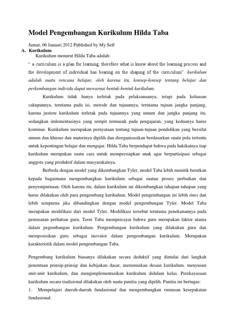 Model Pengembangan Kurikulum Hilda Taba | PDF