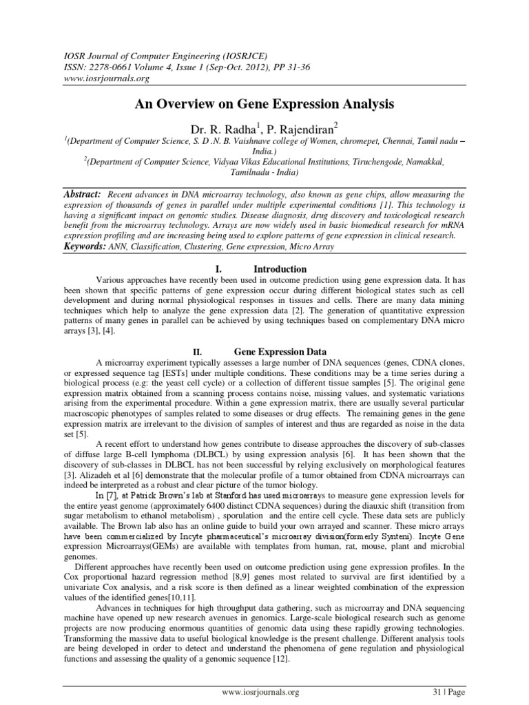 An Overview On Gene Expression Analysis: Dr. R. Radha, P. Rajendiran | PDF | Dna Microarray ...