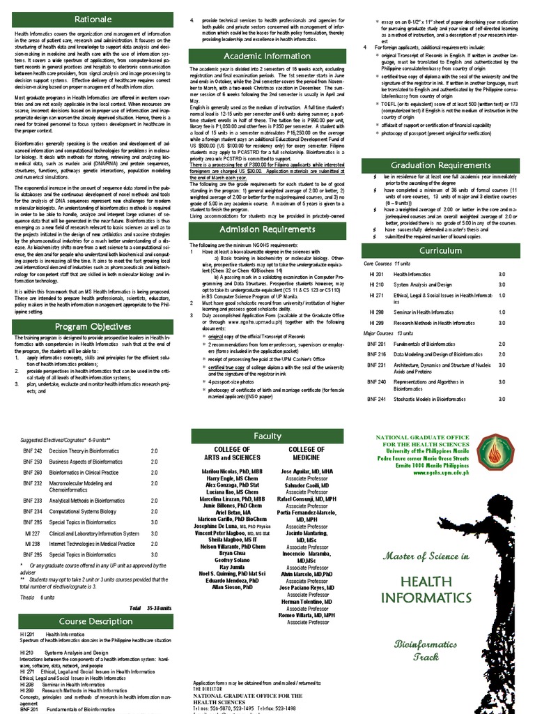Master of Science in Health Informatics (Bioinformatics) - Brochure ...