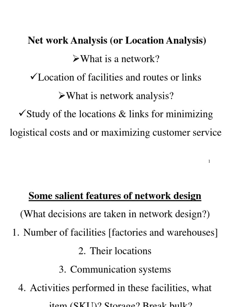 Network Analysis | PDF | Warehouse | Logistics