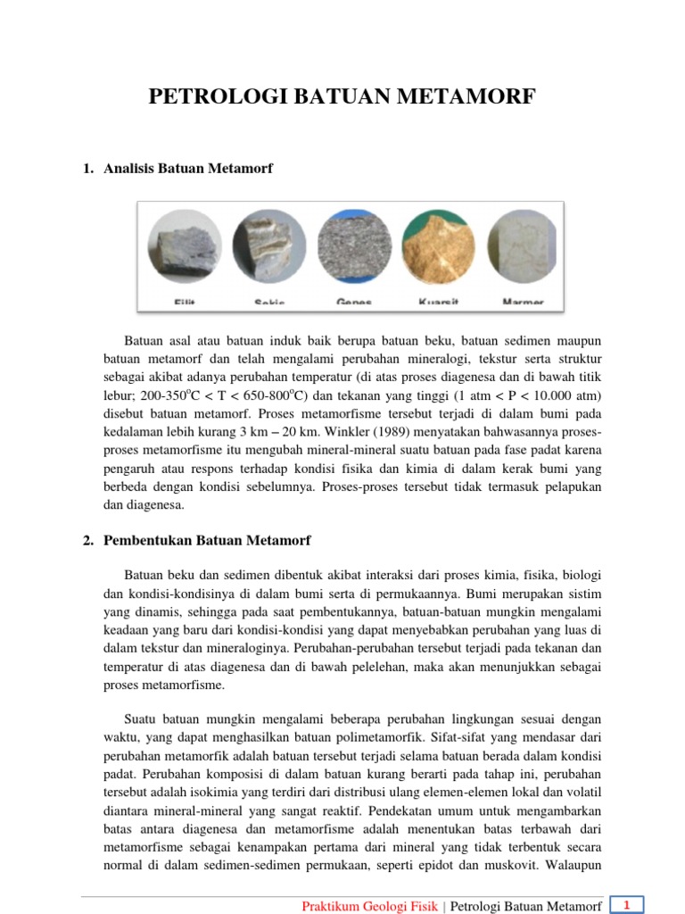 Petrologi dan Klasifikasi Batuan Metamorf | PDF