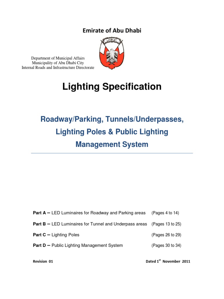 ADM Lighting Specification IRI Roads Rev01 1nov2011 | PDF | Lighting ...