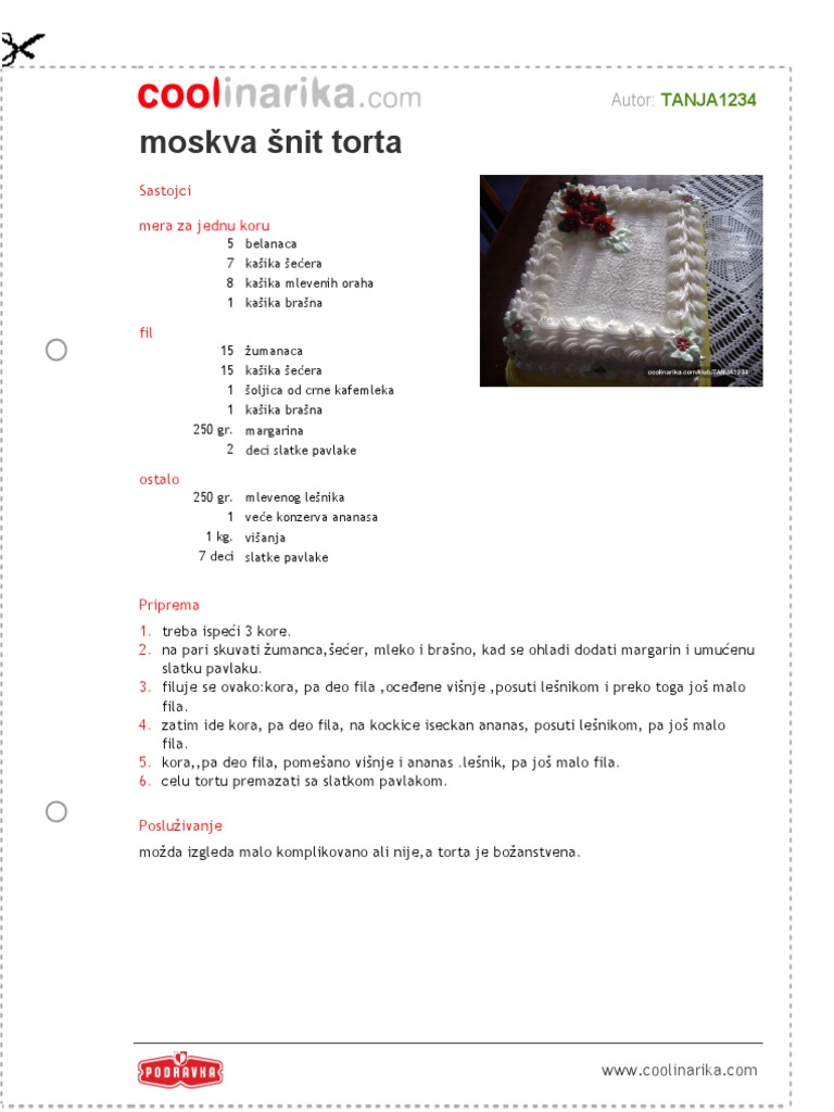 Moskva Snit Torta | PDF