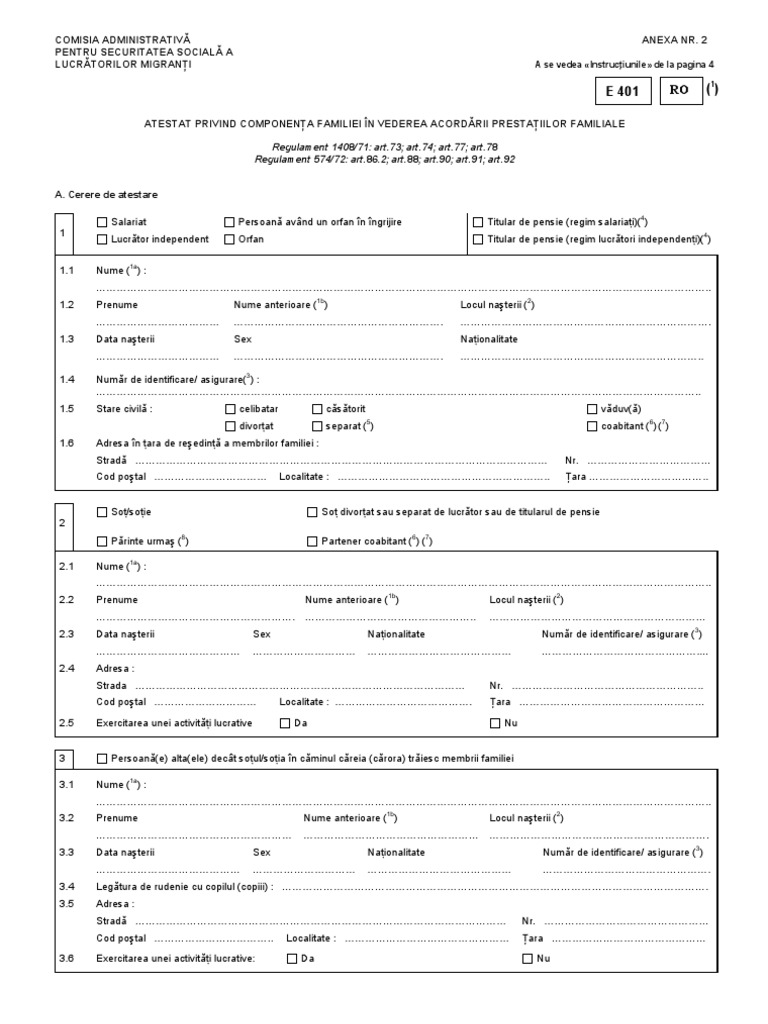 Form E 401 Actualizat 2 | PDF