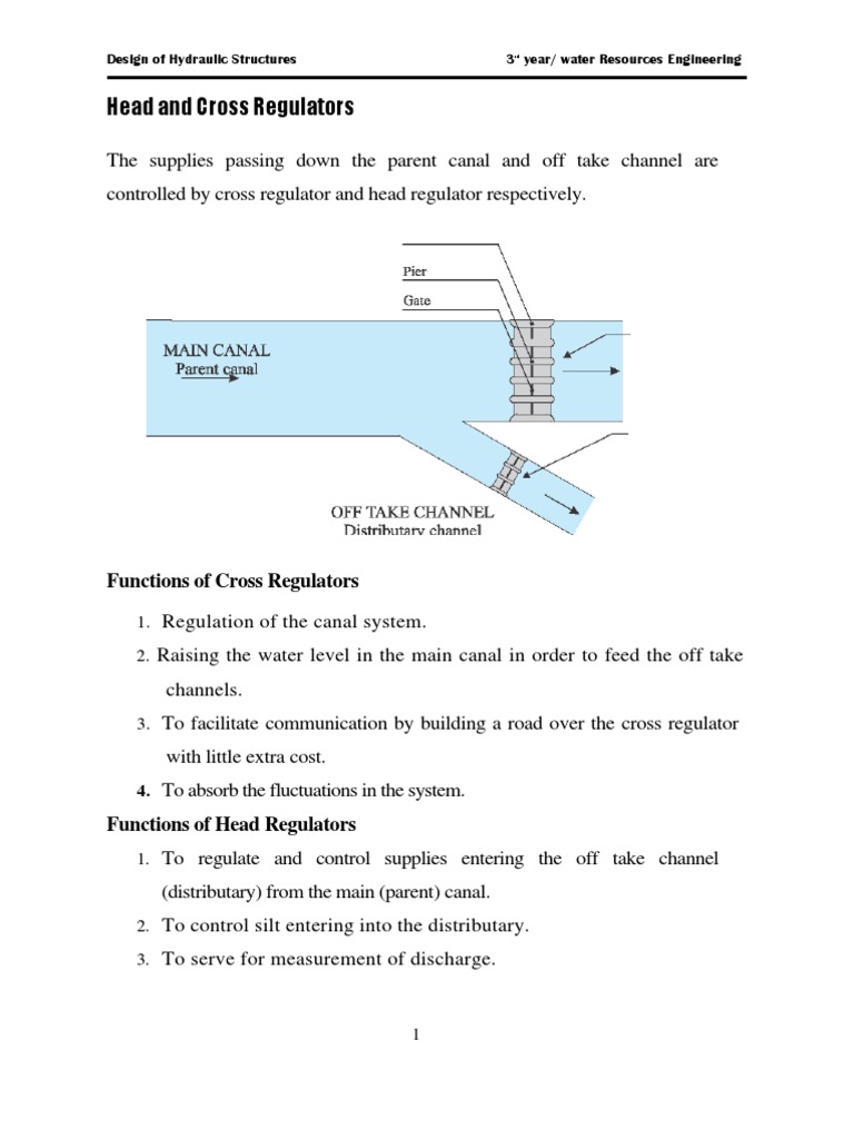 Head and Cross Regulators | PDF | Soft Matter | Civil Engineering