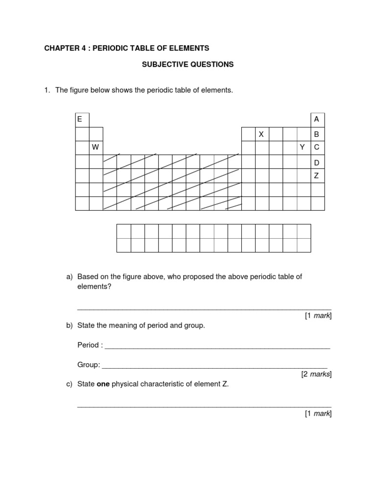 SPM Form 4 Exercise Periodic Table of Elements | PDF | Physical ...