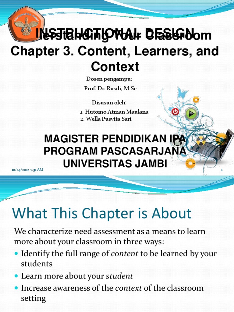 Understanding Your Classroom Chapter 3. Content, Learners, and Context ...