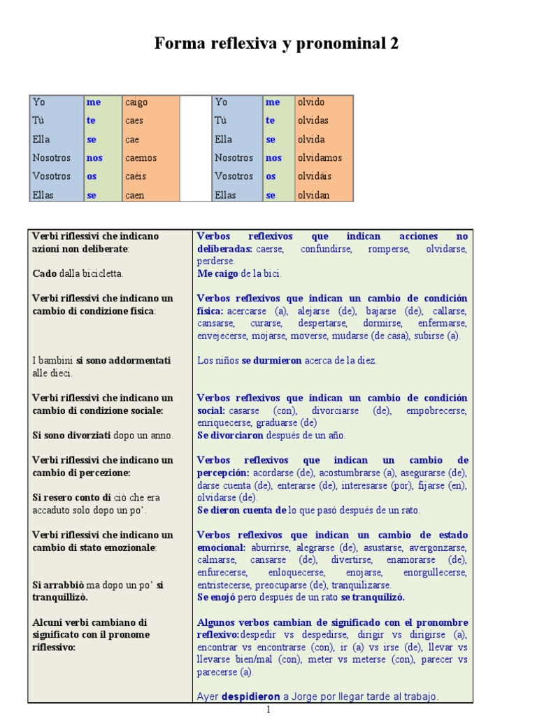 Forma Reflexiva y Pronominal 2 | PDF | Reglas | Morfología