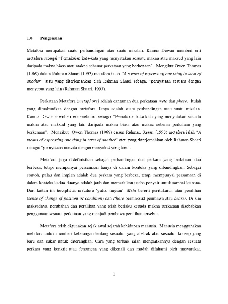 Metafora Dalam Bahasa Melayu | PDF