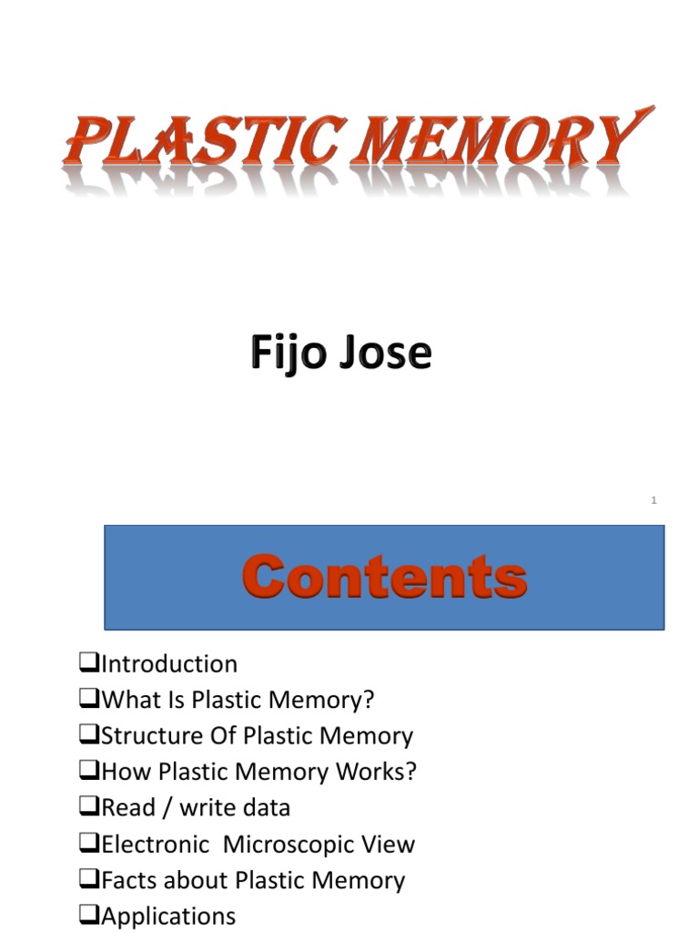 Plastic Memory | PDF | Computer Data Storage | Plastic