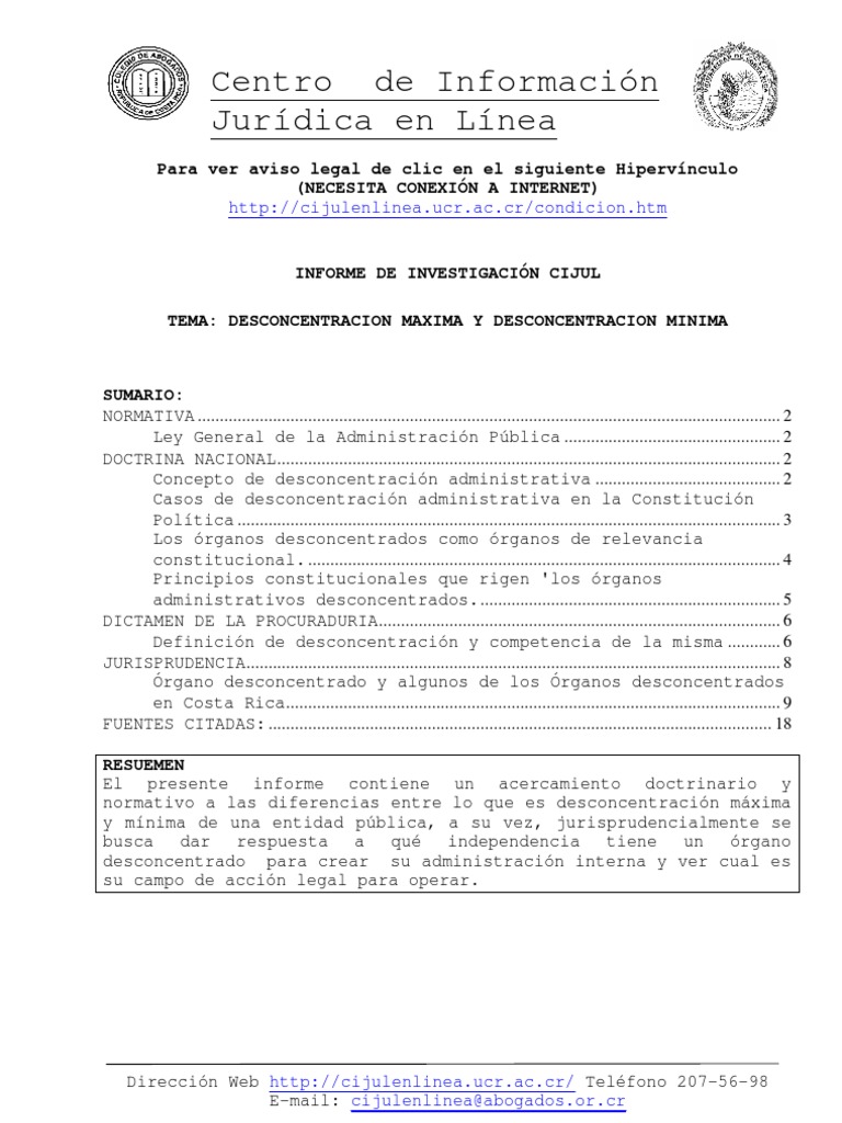 Análisis de la desconcentración administrativa máxima y mínima en Costa ...