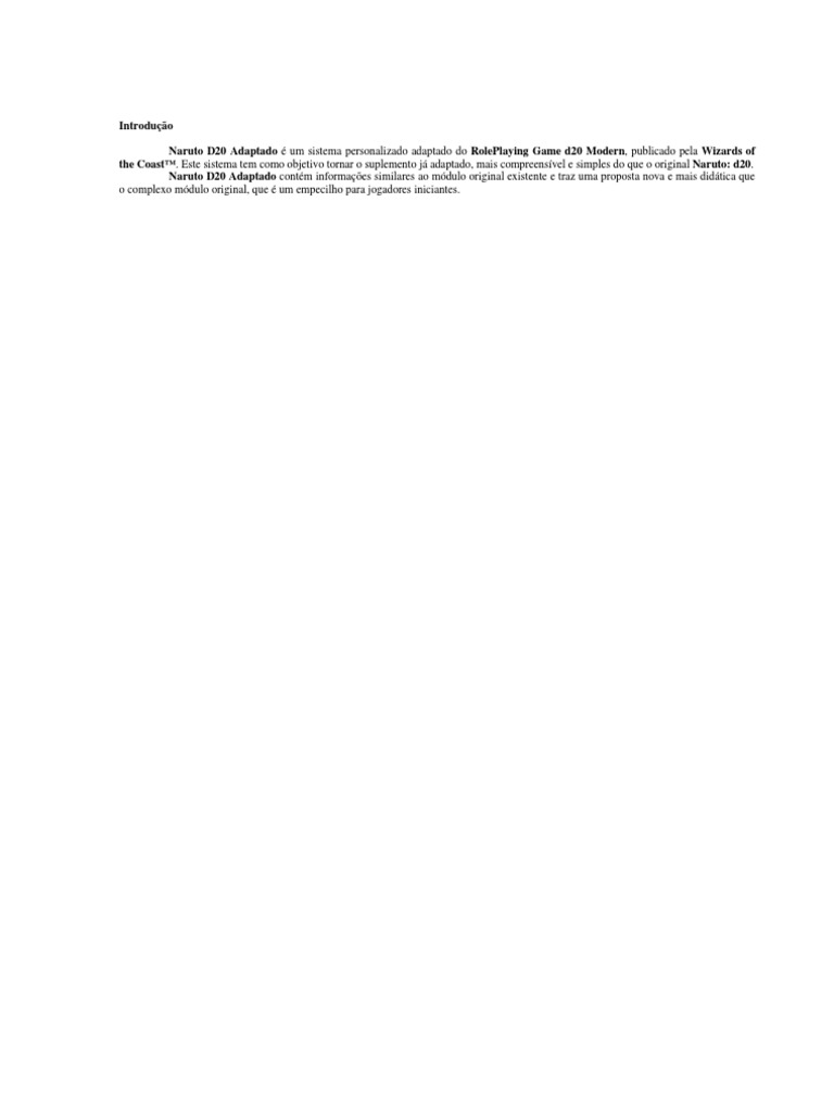 Naruto D20 Adaptado - Livro Completo V 3.0 | PDF | Natureza