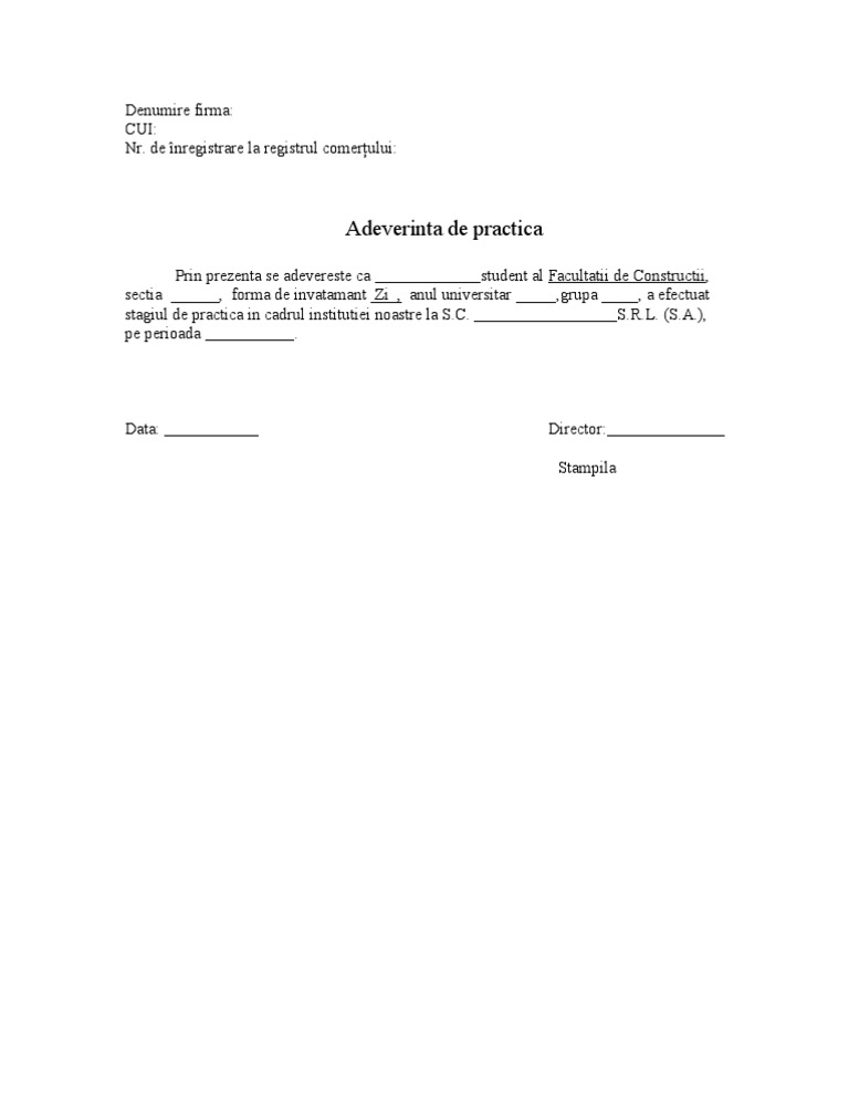 Adeverinta de Practica | PDF