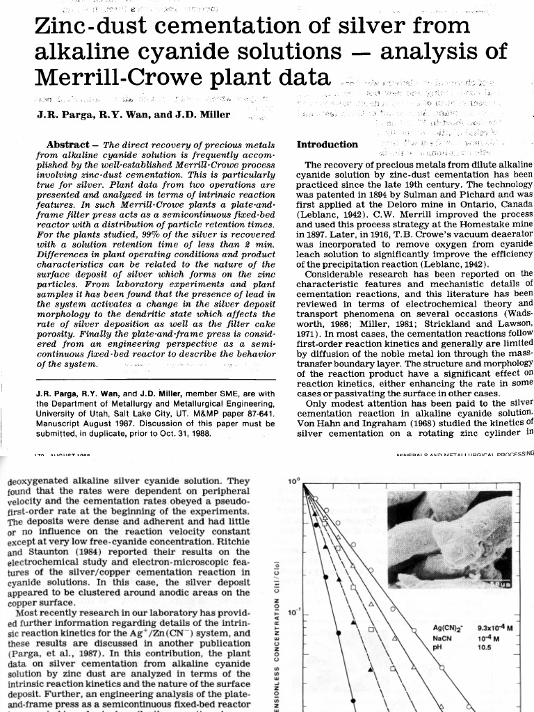 Zinc-Dust Cementation of Silver From Alkaline Cyanide Solutions ...