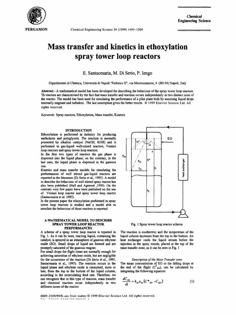 Spray Tower Loop Reactor | PDF | Chemical Reactor | Chemical Equilibrium