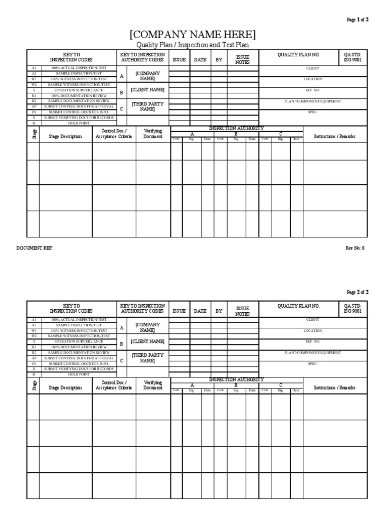 Example Inspection Test Plan | PDF