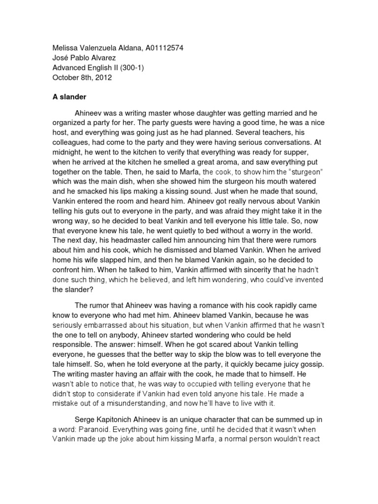 A Slander Analysis | PDF