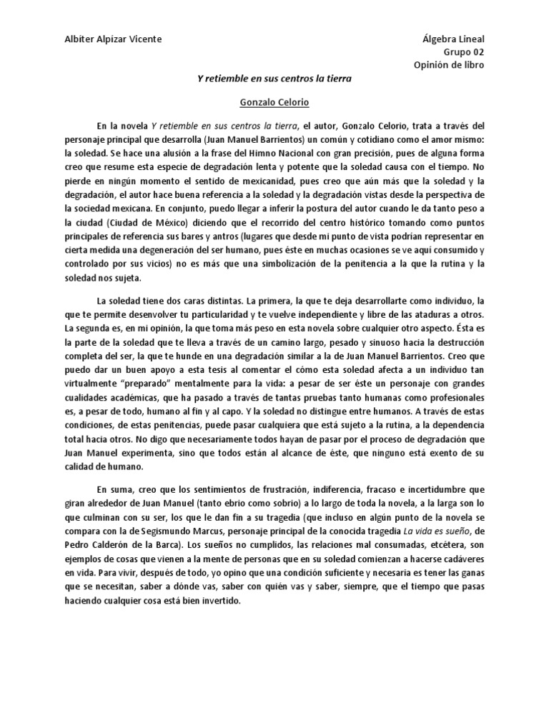 Y Retiemble en Sus Centros La Tierra | PDF | Soledad | Autor