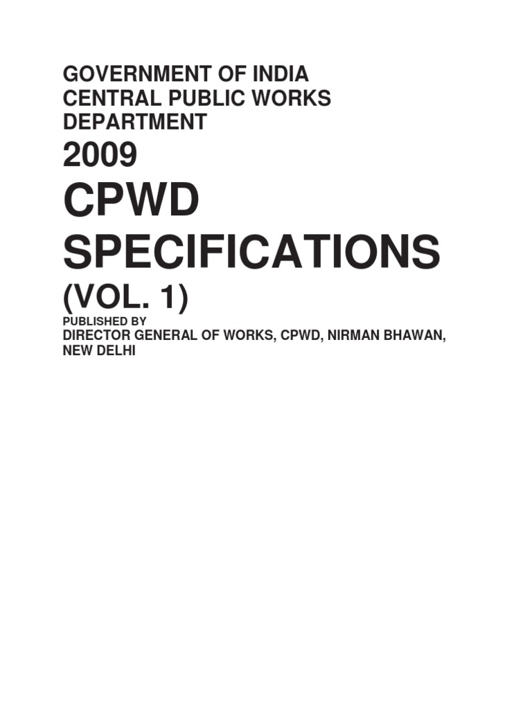 CPWD Specifications 1 | PDF | Brick | Chimney