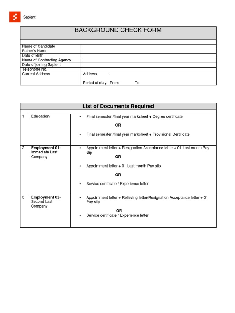 Background Check Application Form For Contractors | PDF | Payroll ...