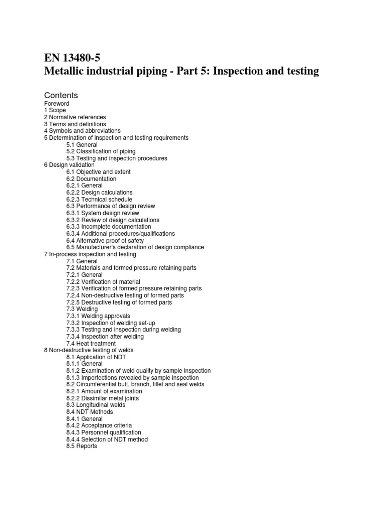 Typical Standards Piping EN13480 | PDF