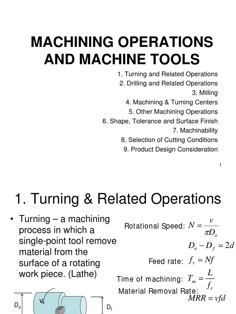 Operations I/of Machine Tools | PDF