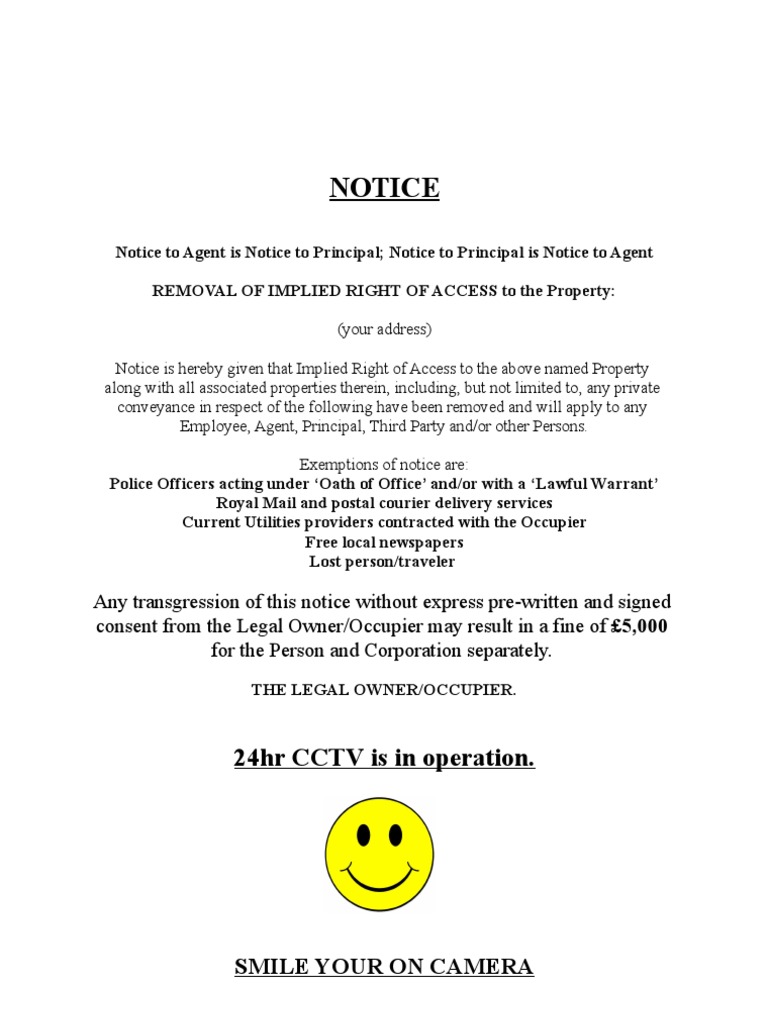 Right of Access - NOTICE FOR WINDOW | PDF