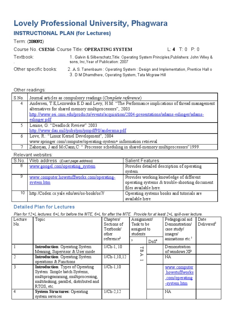 CSE316 | PDF | Operating System | Thread (Computing)